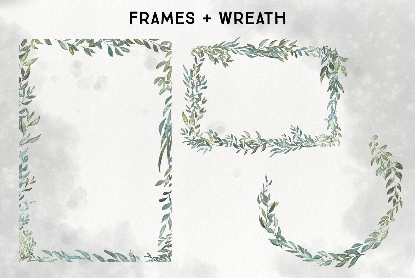 LEAFY GREENERY BOTANICALS, Commercial Use, Greenery Frames, Leaf Frame ...