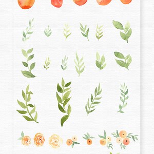 WATERCOLOR PEACHES + GREENERY Clipart Download, Commercial Use, Painted ...