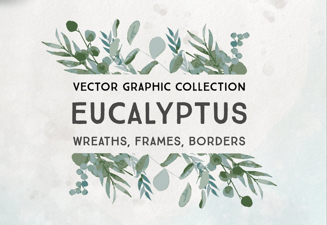 VECTOR EUCALYPTUS WREATHS, Commercial Use, Muted Watercolor Florals ...