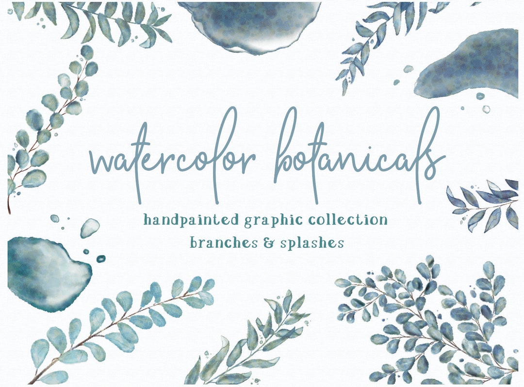 WATERCOLOR BOTANICALS CLIPART Set, Commercial Use, Muted Watercolor ...