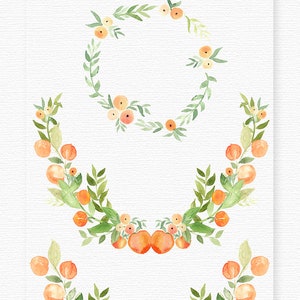WATERCOLOR PEACHES + GREENERY Clipart Download, Commercial Use, Painted ...