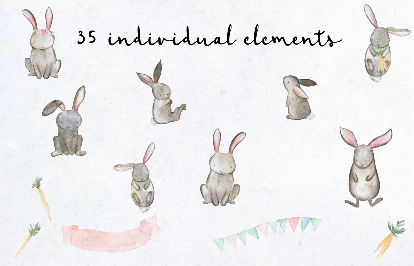 SPRING BUNNIES CLIPART Instant Download Watercolor Easter - Etsy