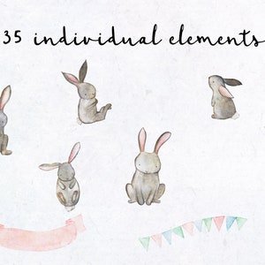 SPRING BUNNIES CLIPART | Instant Download Watercolor Easter Floral ...
