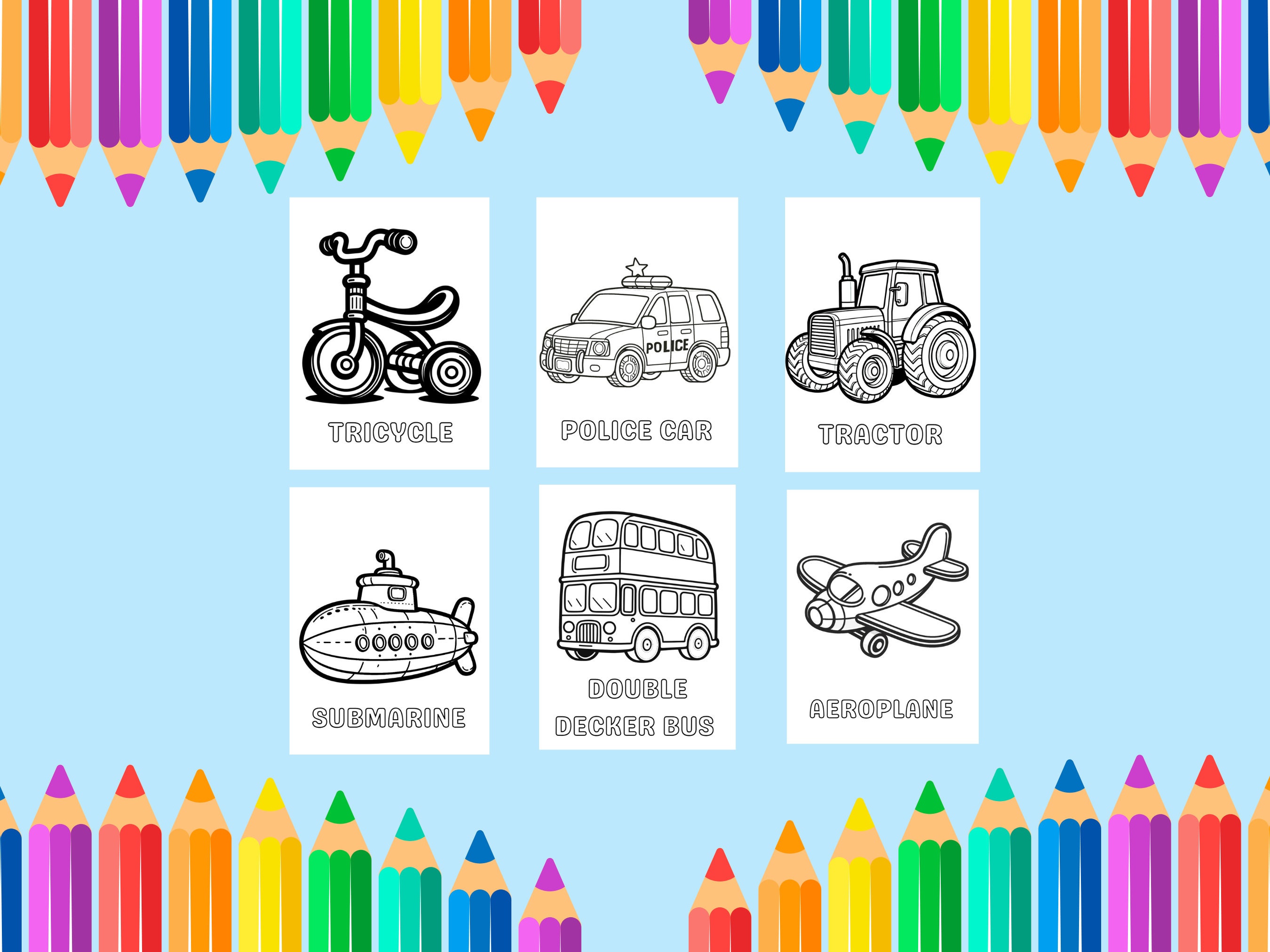 Printable Vehicles Galore Coloring Pages for Kids, Fun Educational ...