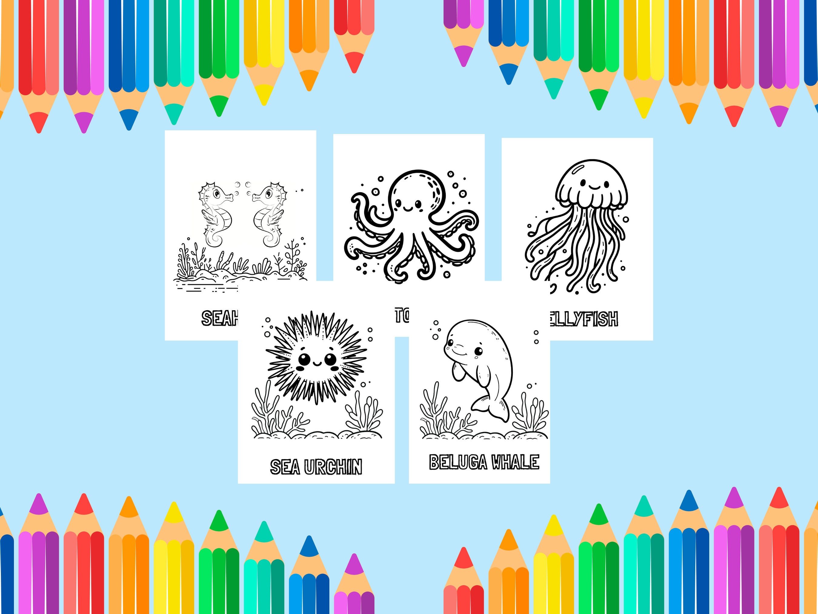 Printable Sea Animals Marine Life Coloring Pages for Kids, Fun ...