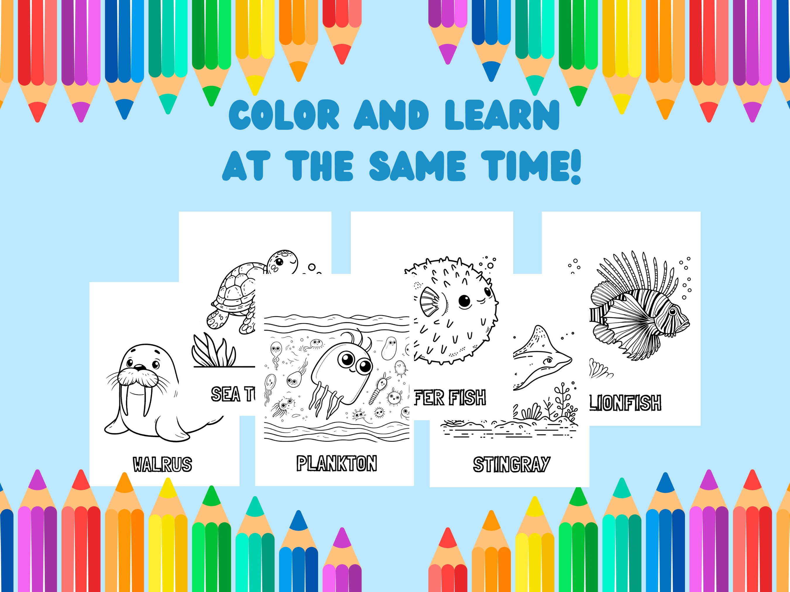 Printable Sea Animals Marine Life Coloring Pages for Kids, Fun ...