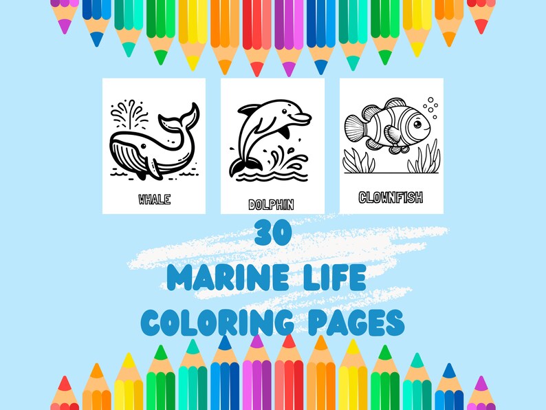 Printable Sea Animals Marine Life Coloring Pages for Kids, Fun ...