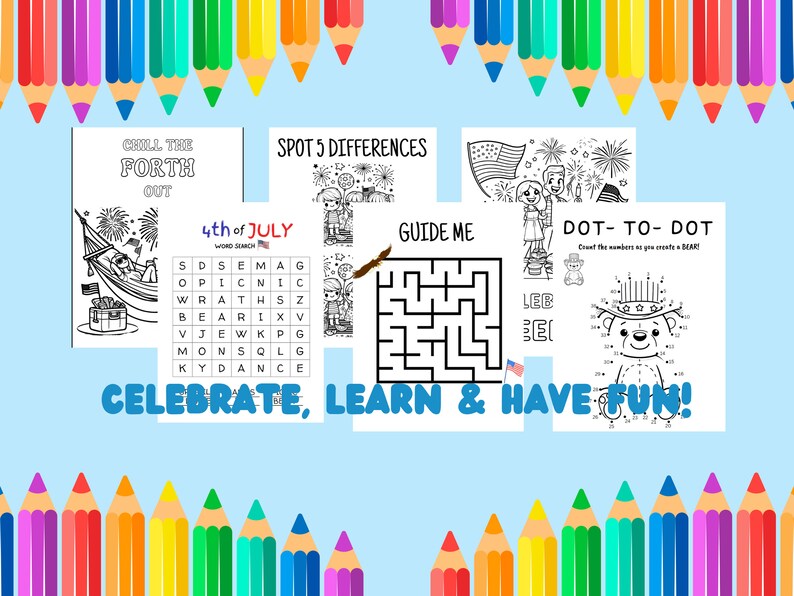 Printable 4th of July Activity Sheets for Kids, Independence Day, Fun ...