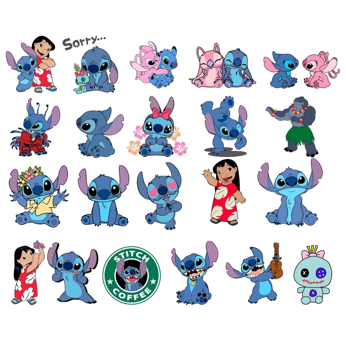Stitch SVG Bundle, Cartoon SVG Bundle, Stitch Clipart, Stitch PNG, Svg ...