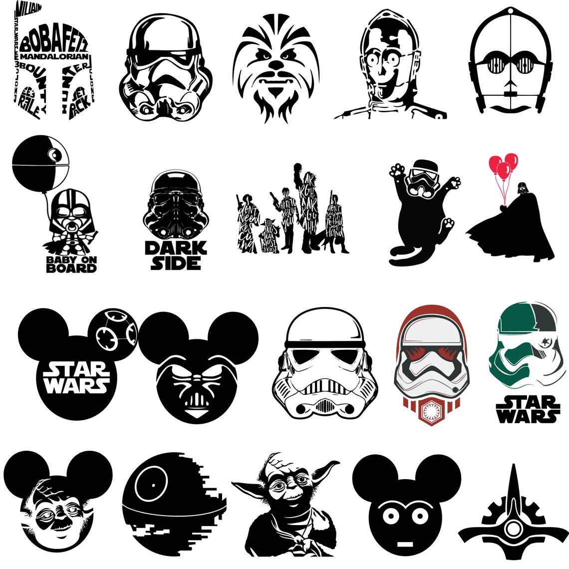 Star Wars SVG Bundle, Starwars Svg, Mandalorian Svg, Darth Vader Svg ...