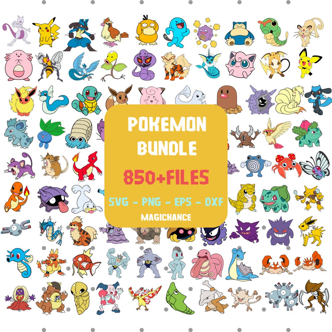 Pokemon SVG Bundle Pokemon Clipart, Pikachu Svg, Pokemon Birthday ...