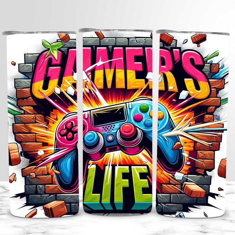 Neon Gamers Life Tumbler Wrap, Gamer Tumbler Wrap Design, Game ...