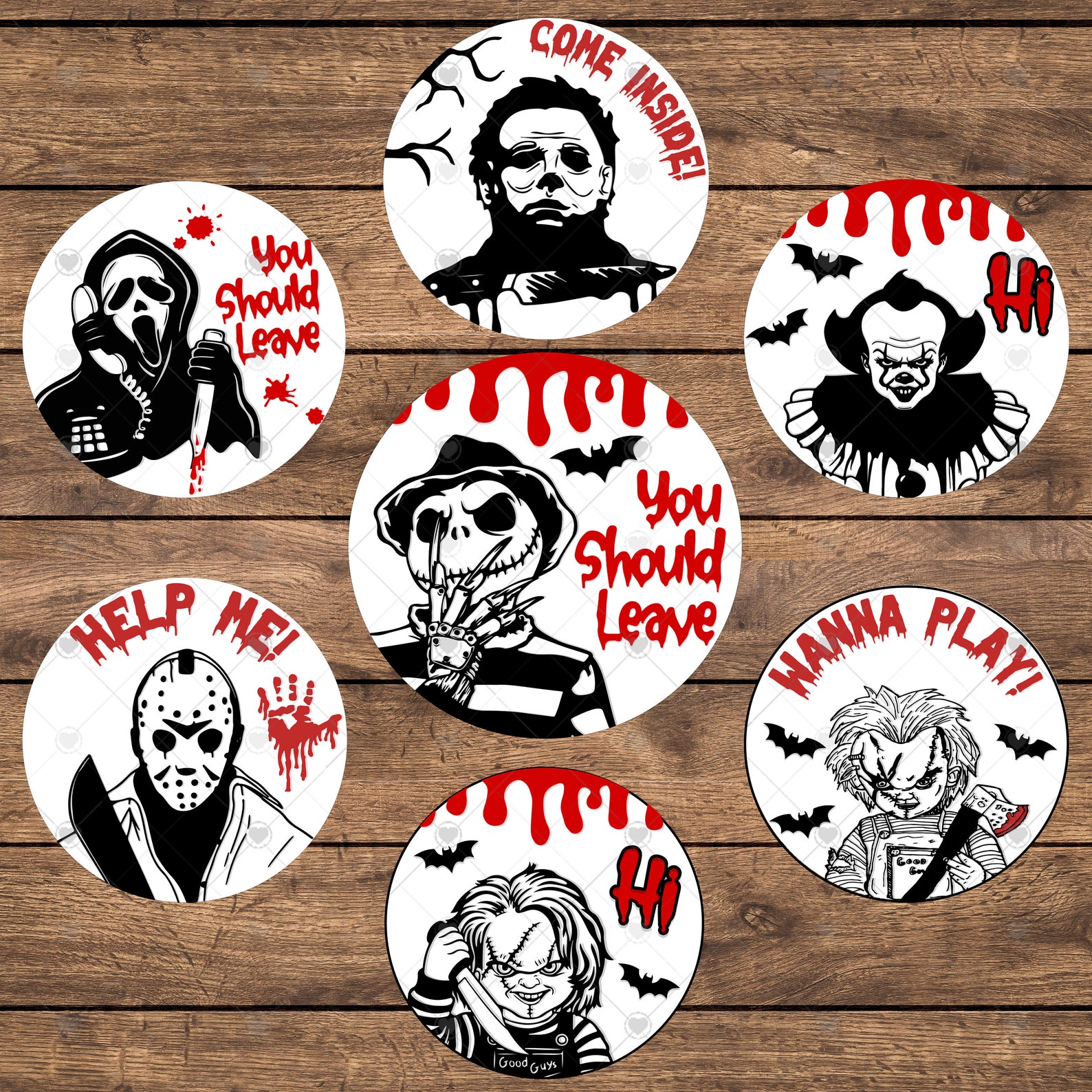 Horror Characters Door Sign SVG, Halloween Home Decor Svg, Welcome Sign ...