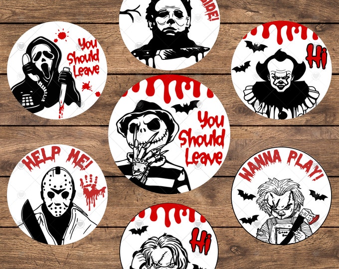 Horror Characters Door Sign SVG, Halloween Home Decor Svg, Welcome Sign ...