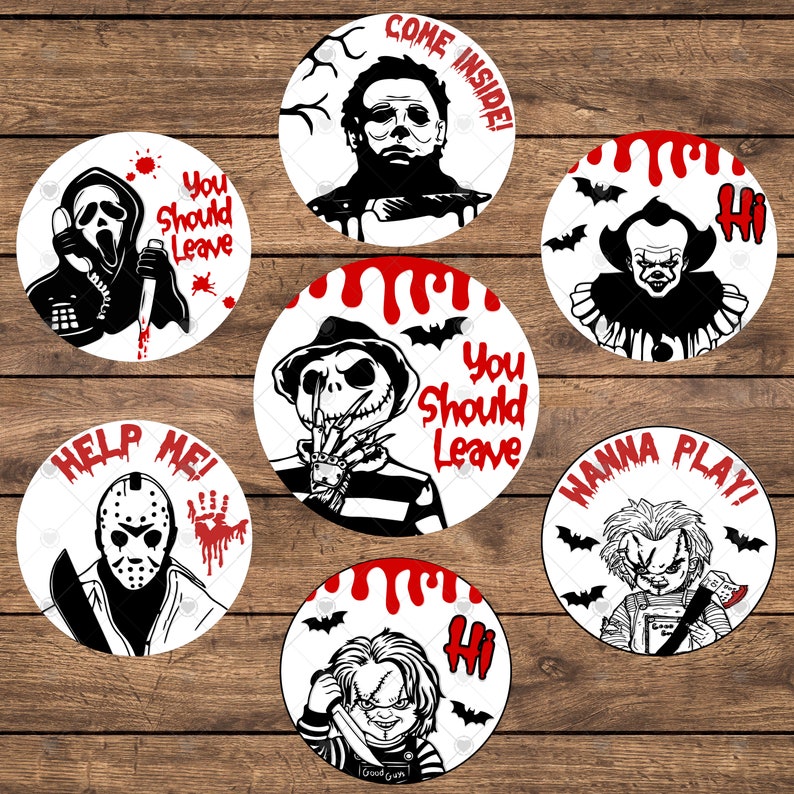 Horror Characters Door Sign SVG, Halloween Home Decor Svg, Welcome Sign ...