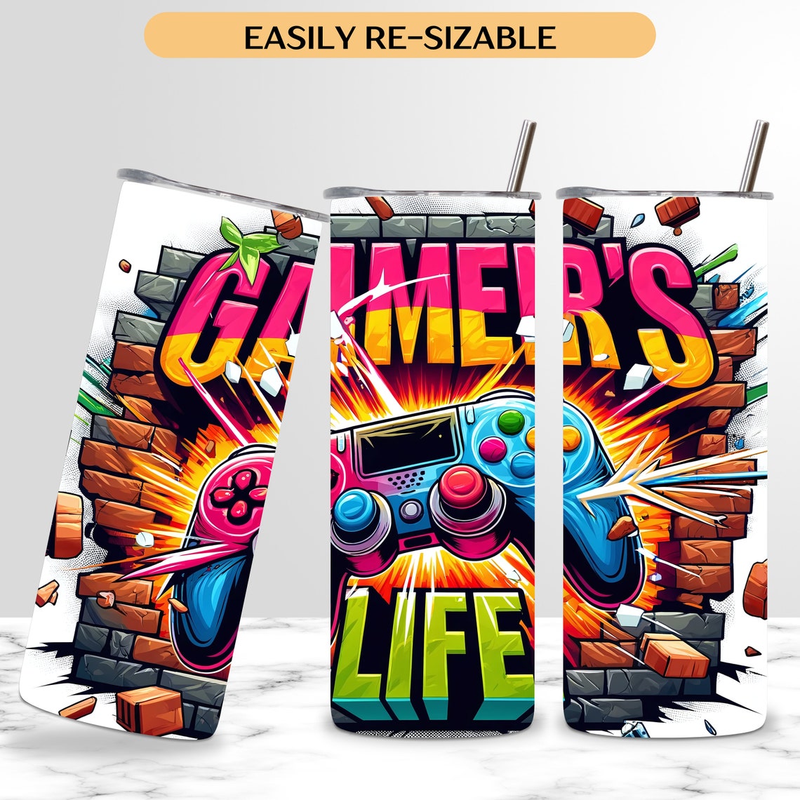 Neon Gamers Life Tumbler Wrap, Gamer Tumbler Wrap Design, Game ...