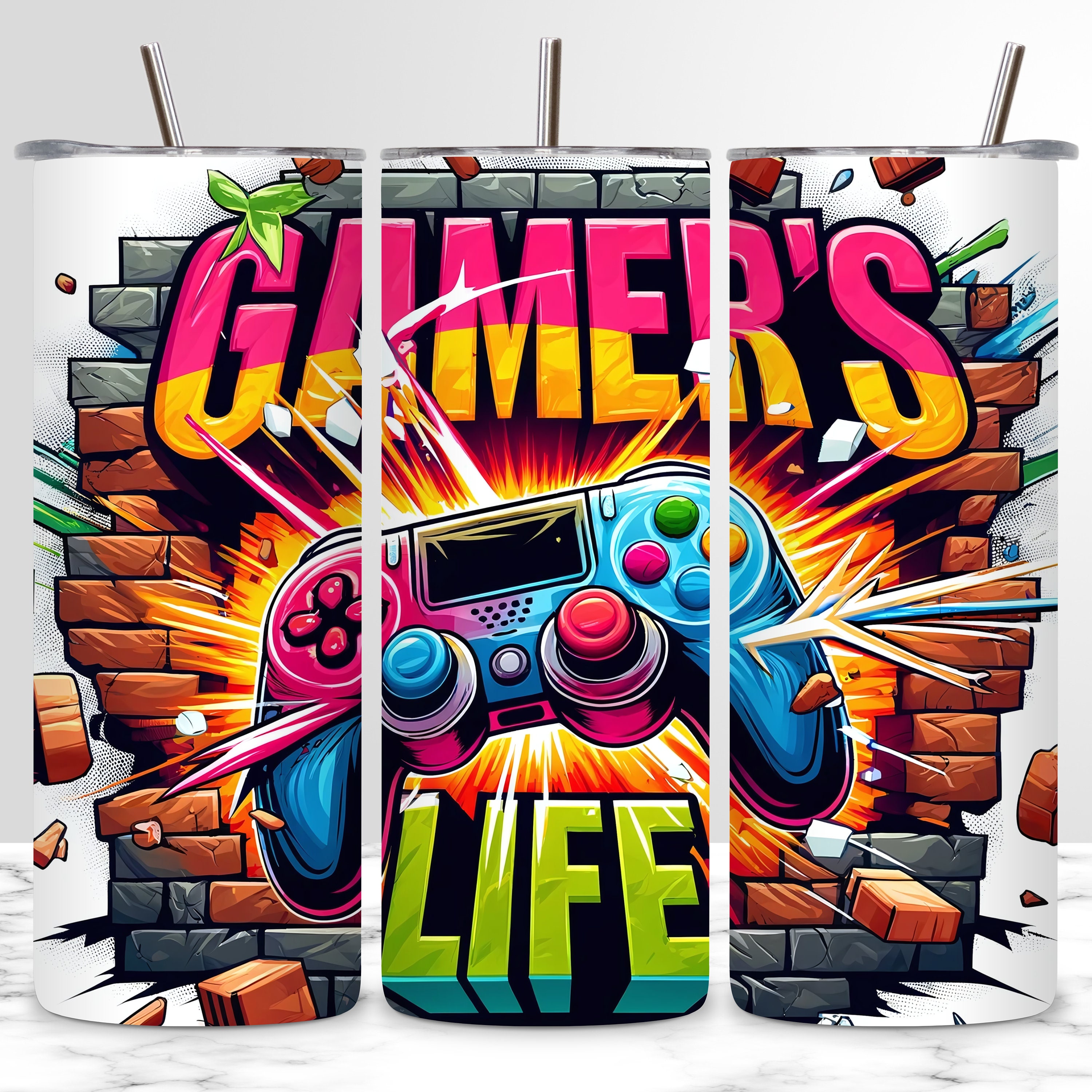 Neon Gamers Life Tumbler Wrap, Gamer Tumbler Wrap Design, Game ...