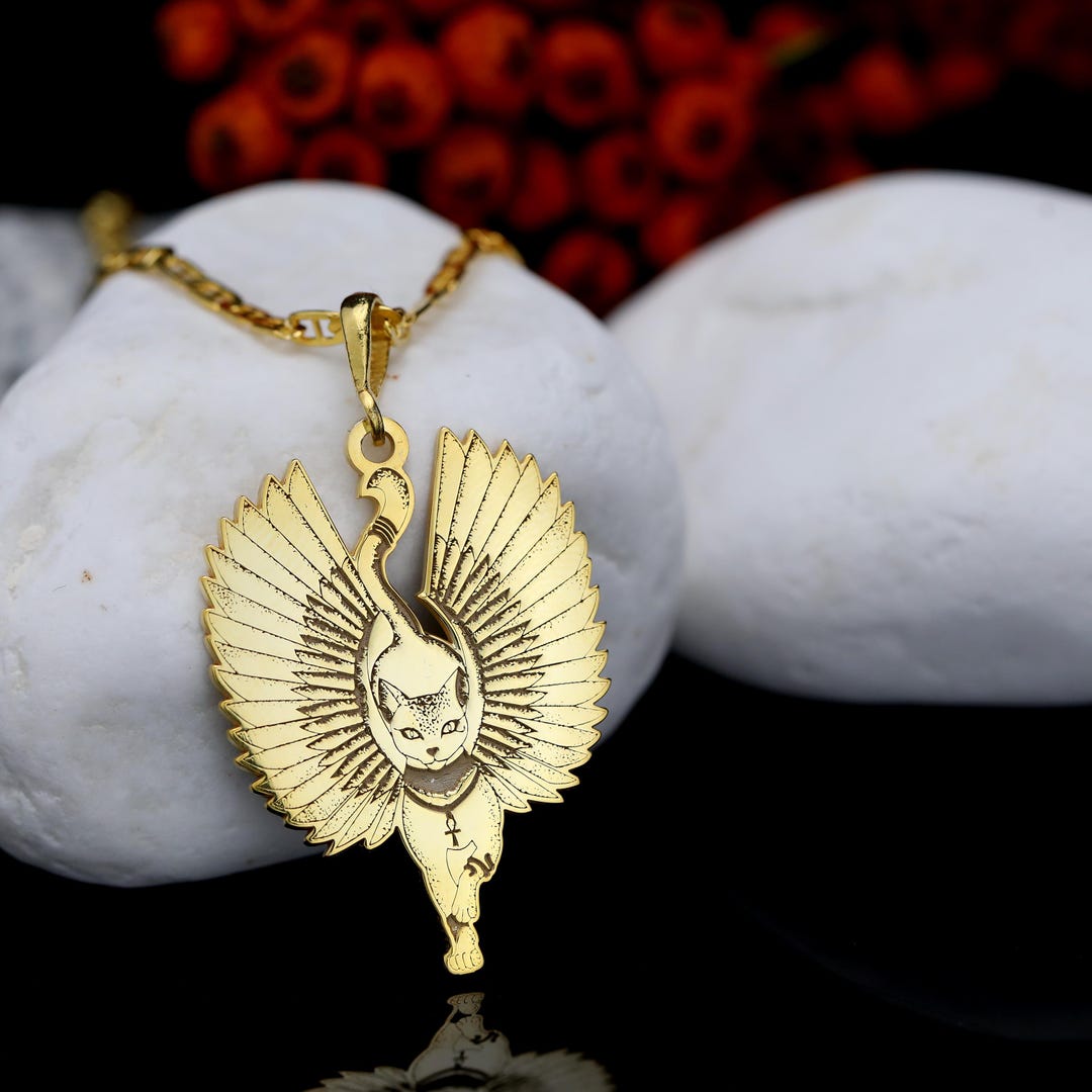 Bastet Necklace – 14k Solid Gold, Gold Plated, Rose Gold, Silver ...