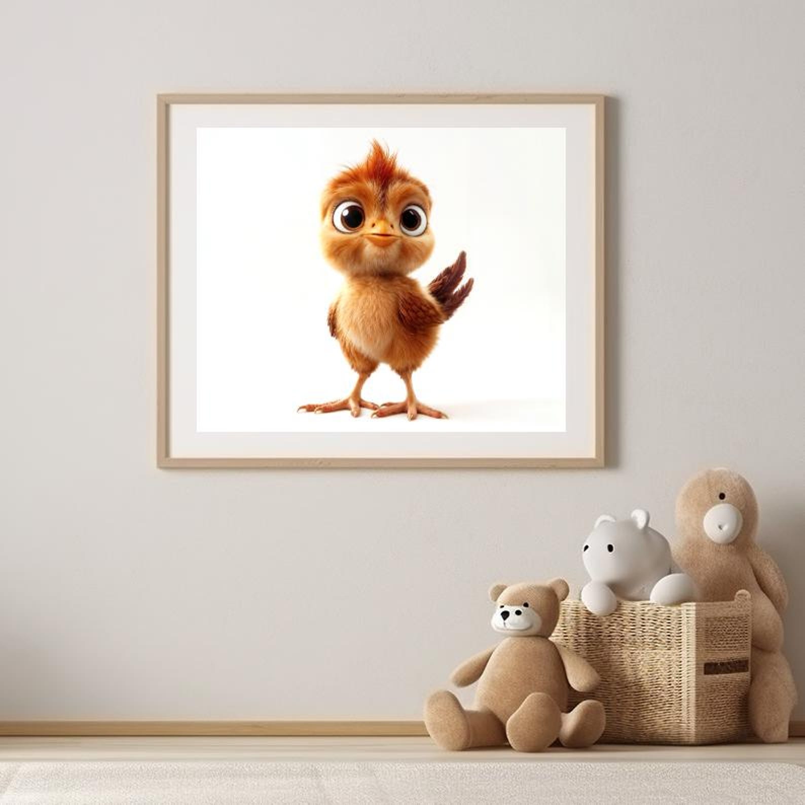 Chick, Baby Chicken, Kids Animal Poster, Wall Art, Nursery Decor, Art ...