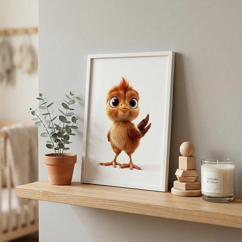 Baby Chick Nursery Print | Farm Animal Wall Art for Kids Room | Cute ...