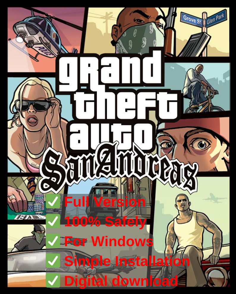 GRAND THEFT AUTO: San Andreas Pc Game Digital Download for Windows Full ...
