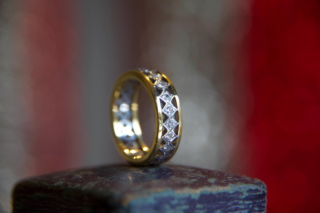 Vintage 18k Gold and Diamond "girodito" Ring, Vintage Diamond Ring ...