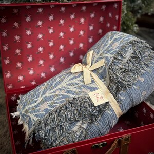 Tria Mulier Branches of Life Blue 100% Organic Cotton Muslin Blanket ...