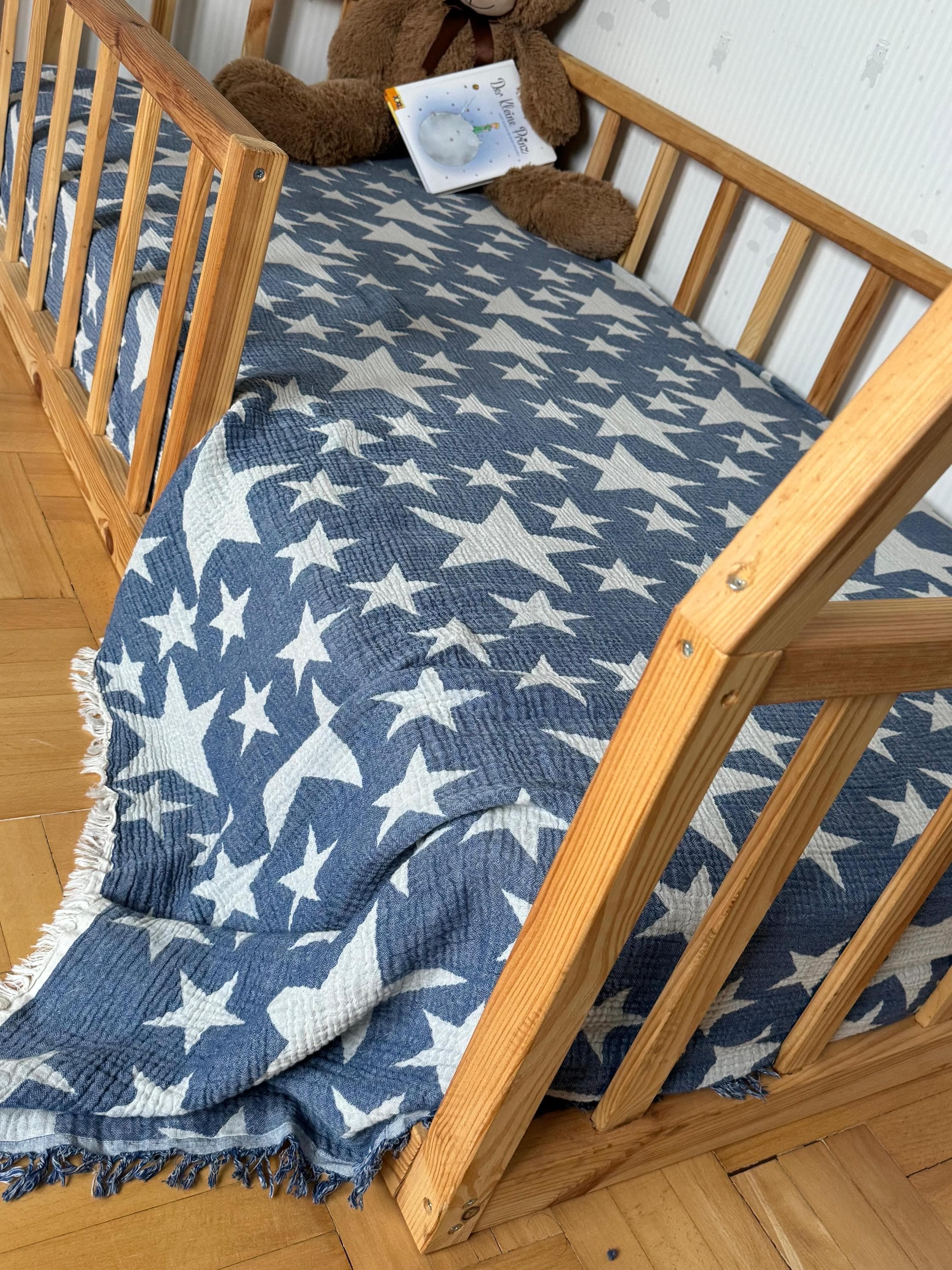 Tria Mulier Star Blue 100% Organic Cotton Muslin Blanket, Sky Theme ...