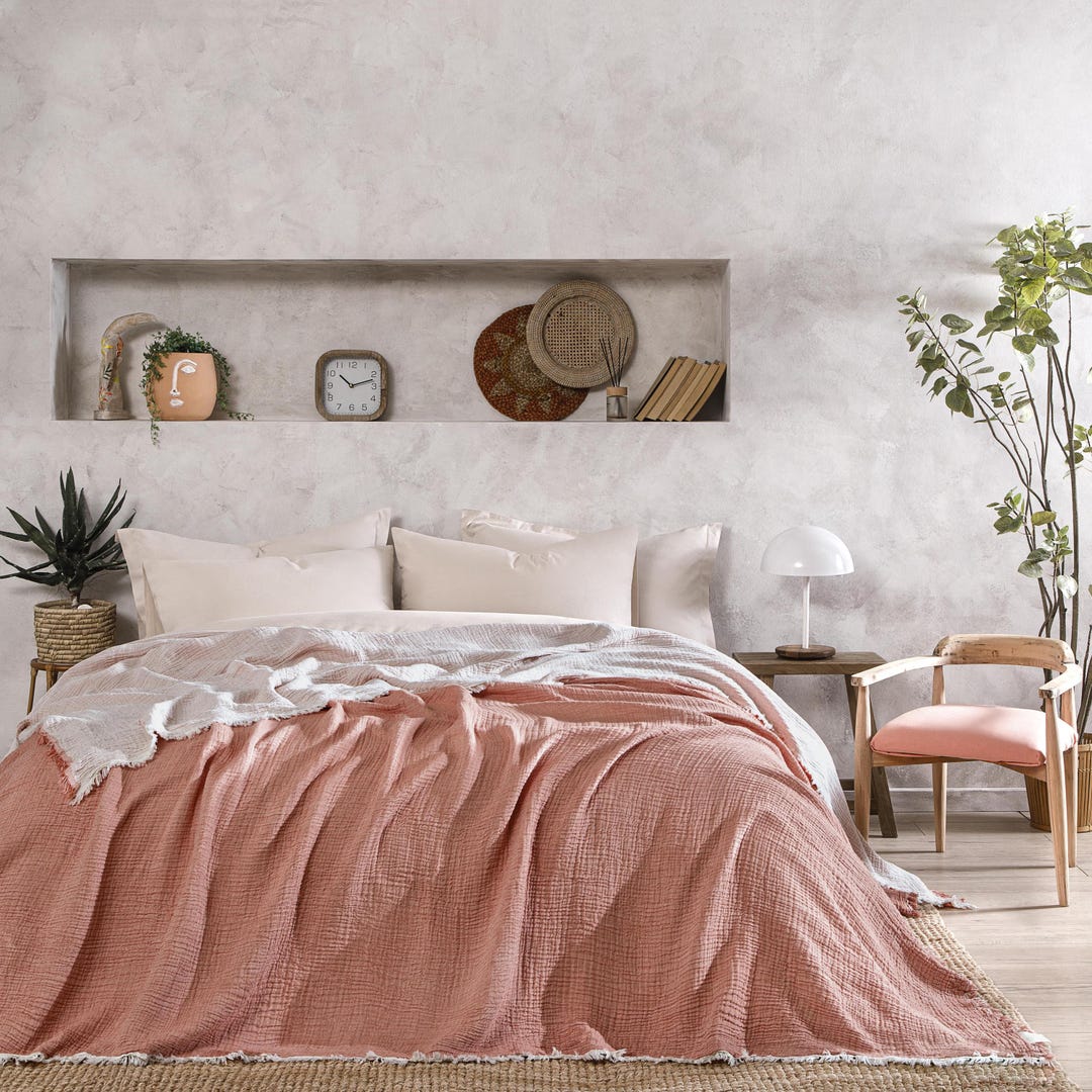 Tria Mulier Orange 100% Organic Cotton Muslin Blanket, Luxury ...
