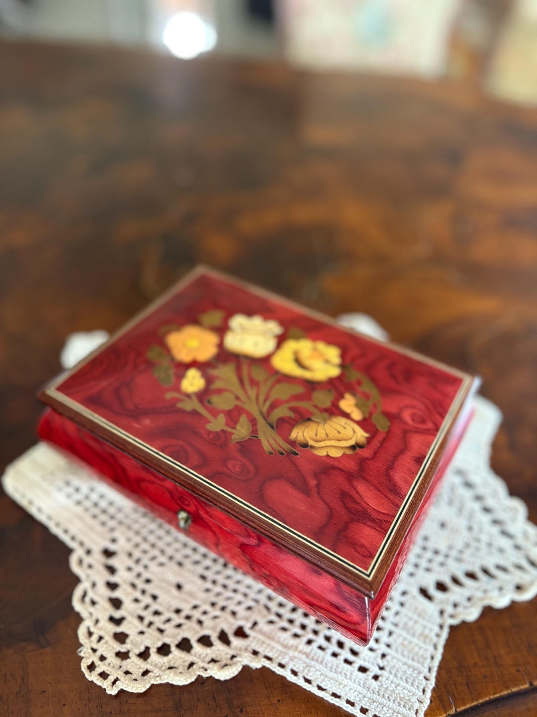 Vintage Italian Inlaid Music Box – Art Deco Floral Marquetry, Plays Für ...