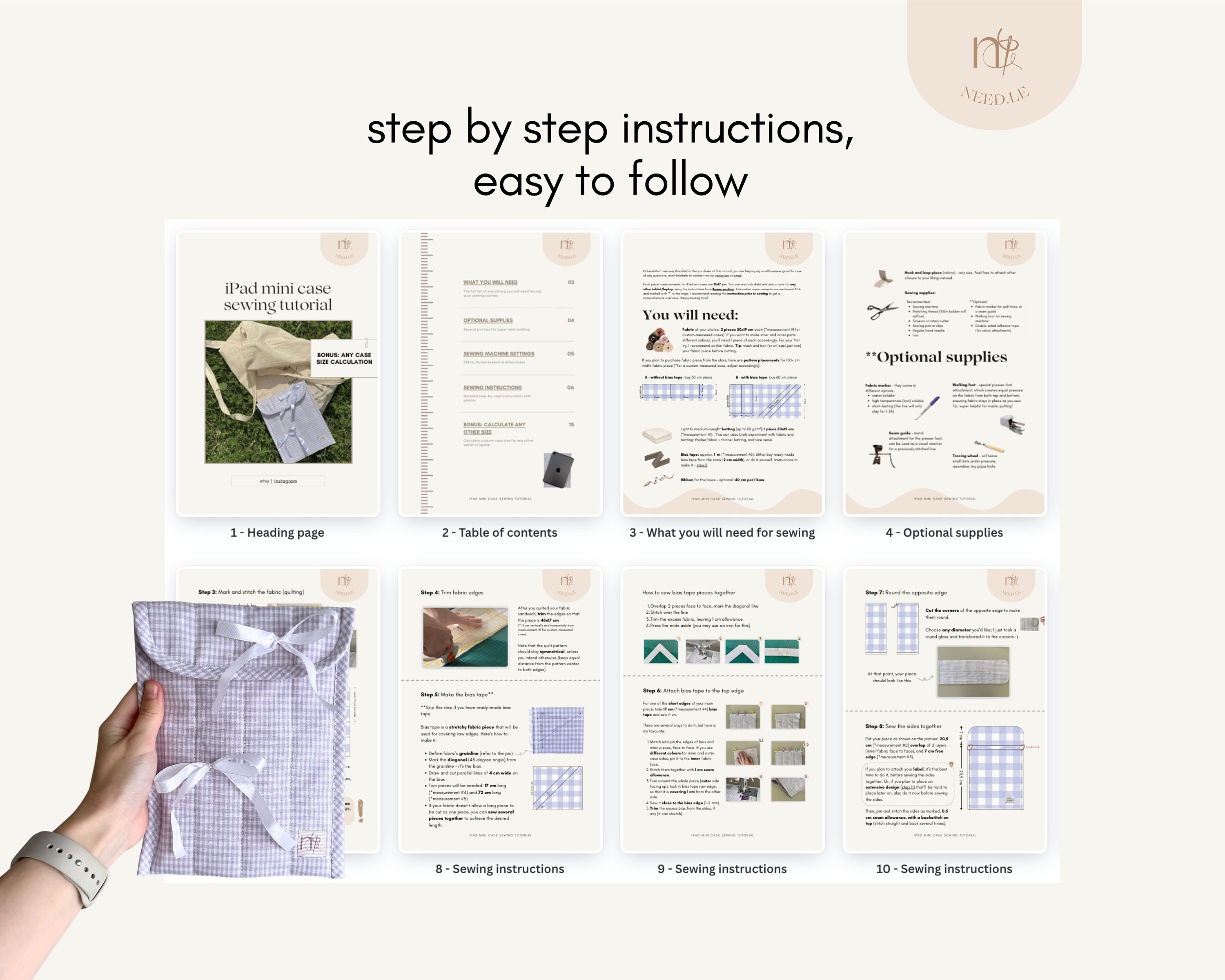 IPad Mini Quilted Case Sewing Pattern - Beginner Friendly DIY Tutorial ...