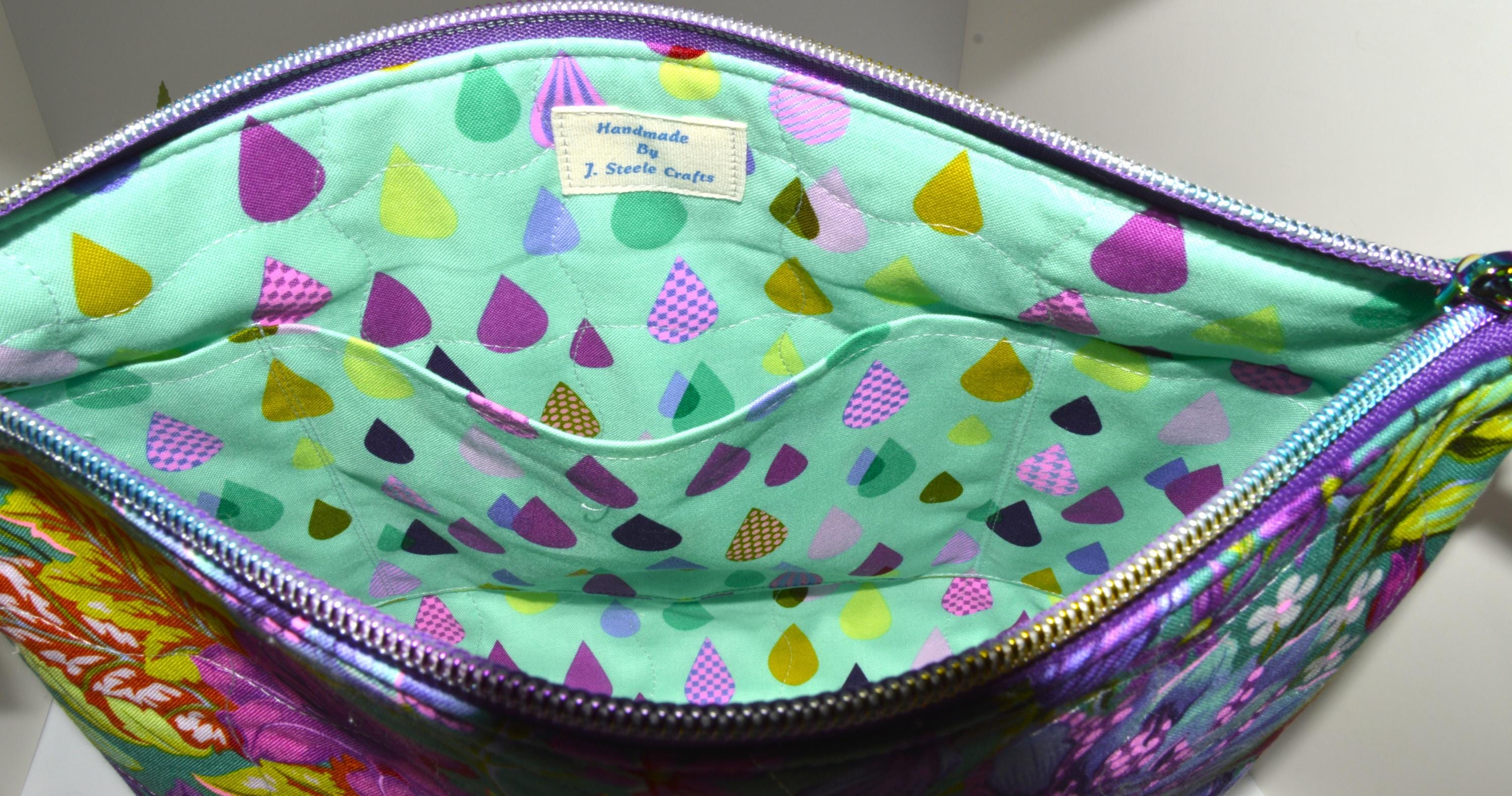 Zipper Project Bag With Tula Pink Hello Dahlia Fabric, Perfect Craft ...