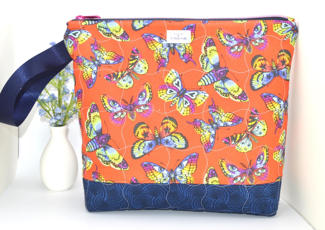 Zipper Project Bag |tula Pink Butterfly Kisses Fabric | Craft, Knitting ...