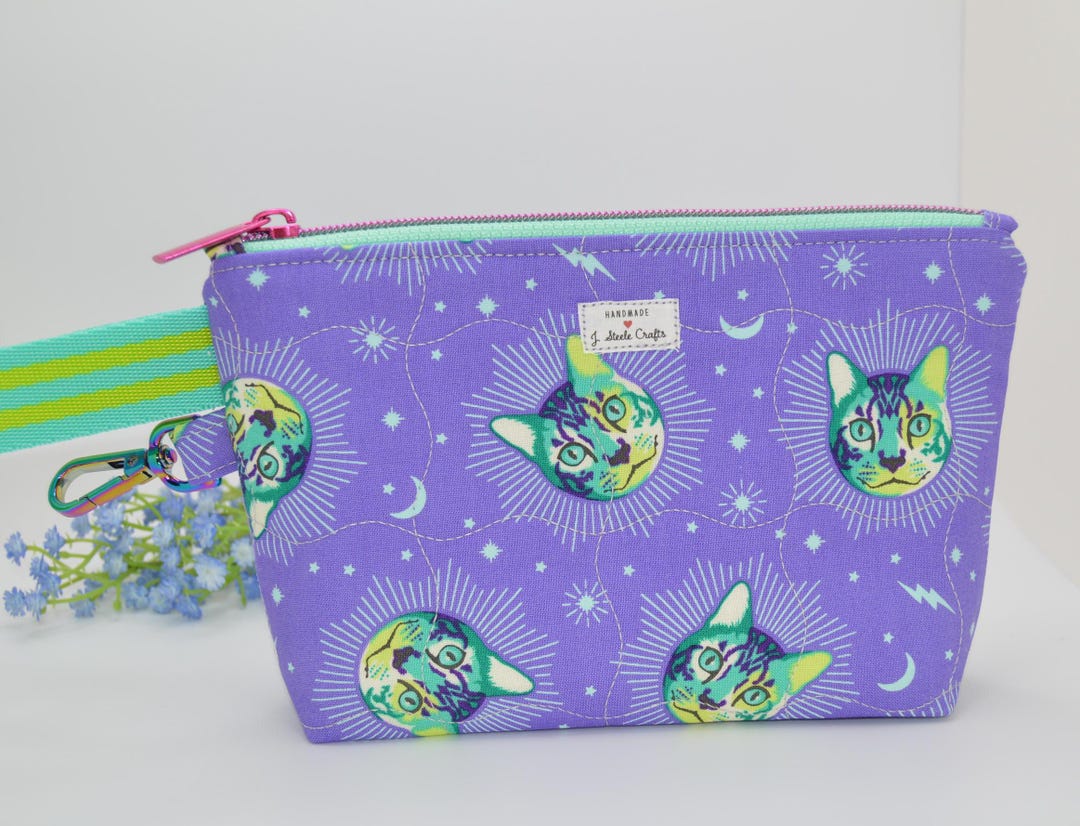 Tula Pink -curiouser & Curiouser Cheshire Cats Fabric- Wristlet Zipper ...