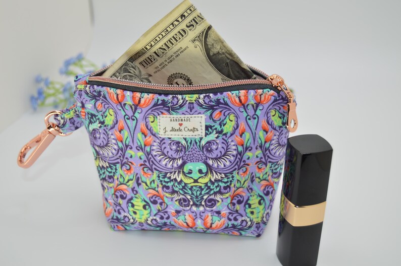 Key Chain, Tula Pink Mini Beast Fabric Coin Purse, bear With Me ...