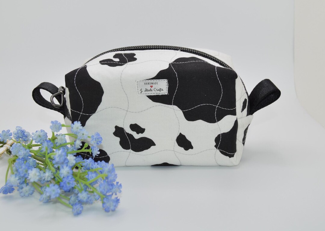 Cow Print Zipper Boxy Bag, Cow Print Cosmetic Bag, Gift, Rustic ...