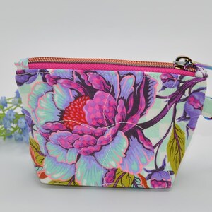 Key Chain, Tula Pink Untamed Fabric- "peony for Your Thoughts" - Coin ...
