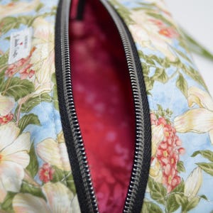 Blue Floral Fabric, Dopp Bag, Boxy Zipper Bag, Toiletries Bag, Cosmetic ...