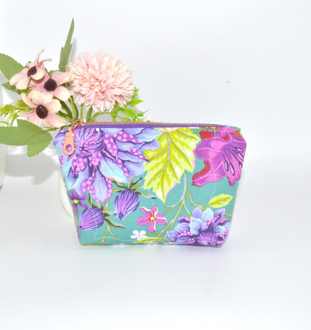 Tula Pink Hello Dahlia Coin Purse: Handmade Mini Zipper Pouch | J ...