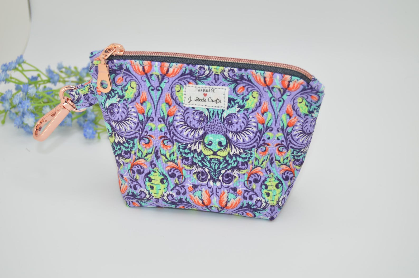 Key Chain, Tula Pink Mini Beast Fabric Coin Purse, bear With Me ...