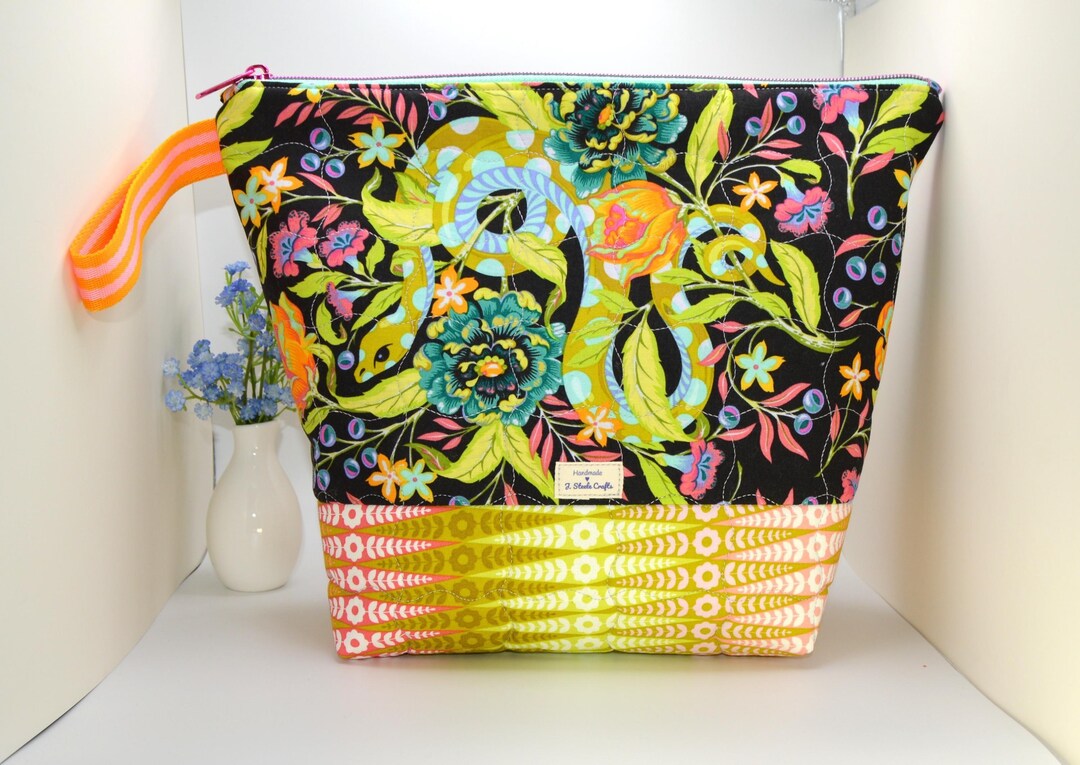 Zipper Project Bag Crafted From Tula Pink Hissy Fit Fabric, Great ...