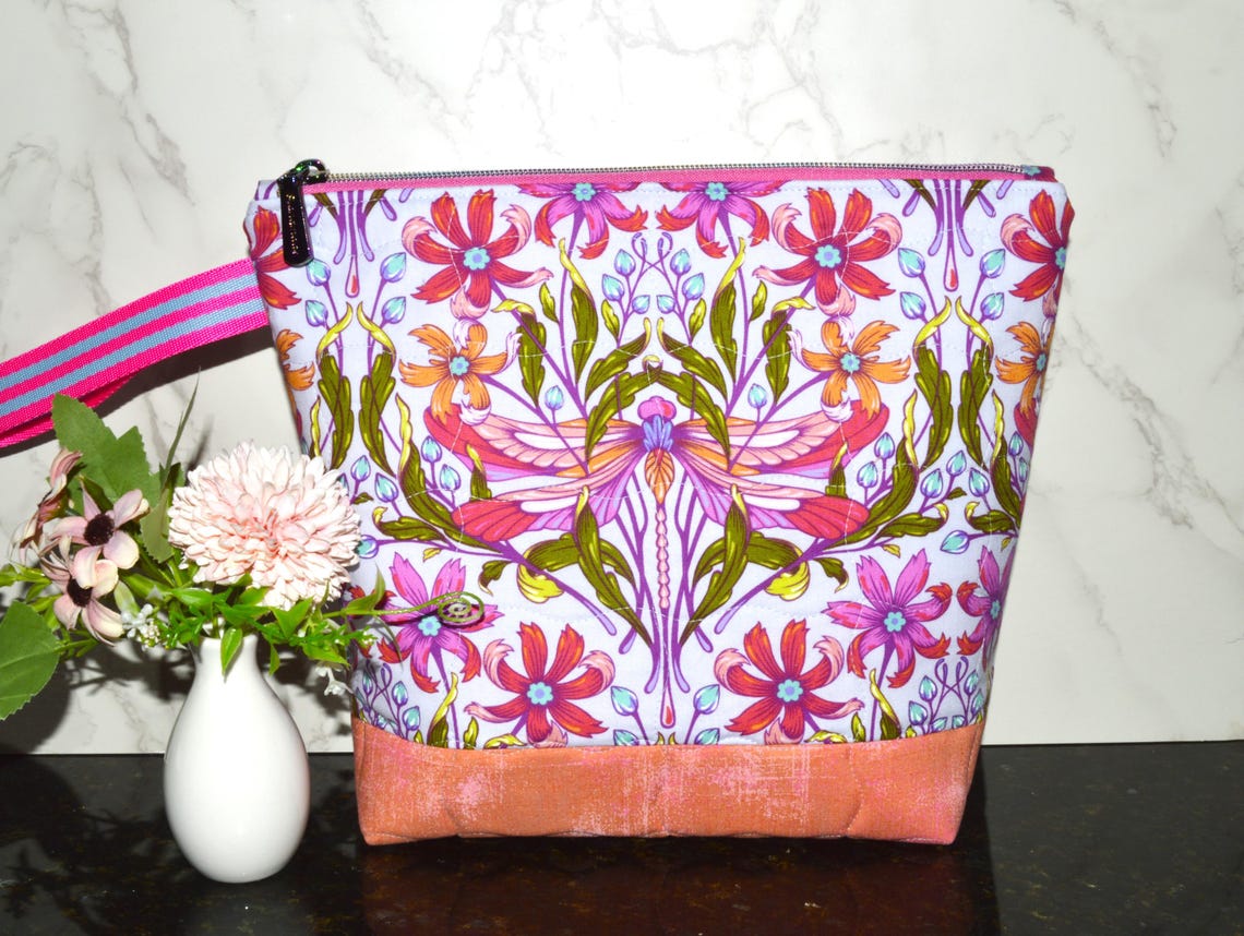 Zipper Project Bag -tula Pink OOP- Moon Garden Fabric, Knitting, Makeup ...