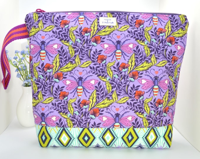 Zipper Project Bag With Tula Pink "shake Your Honey Maker" Fabric ...