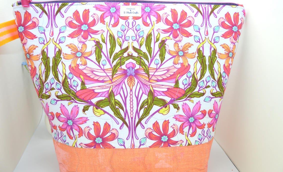 Zipper Project Bag -tula Pink OOP- Moon Garden Fabric, Knitting, Makeup ...