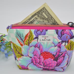 Key Chain, Tula Pink Untamed Fabric- "peony for Your Thoughts" - Coin ...