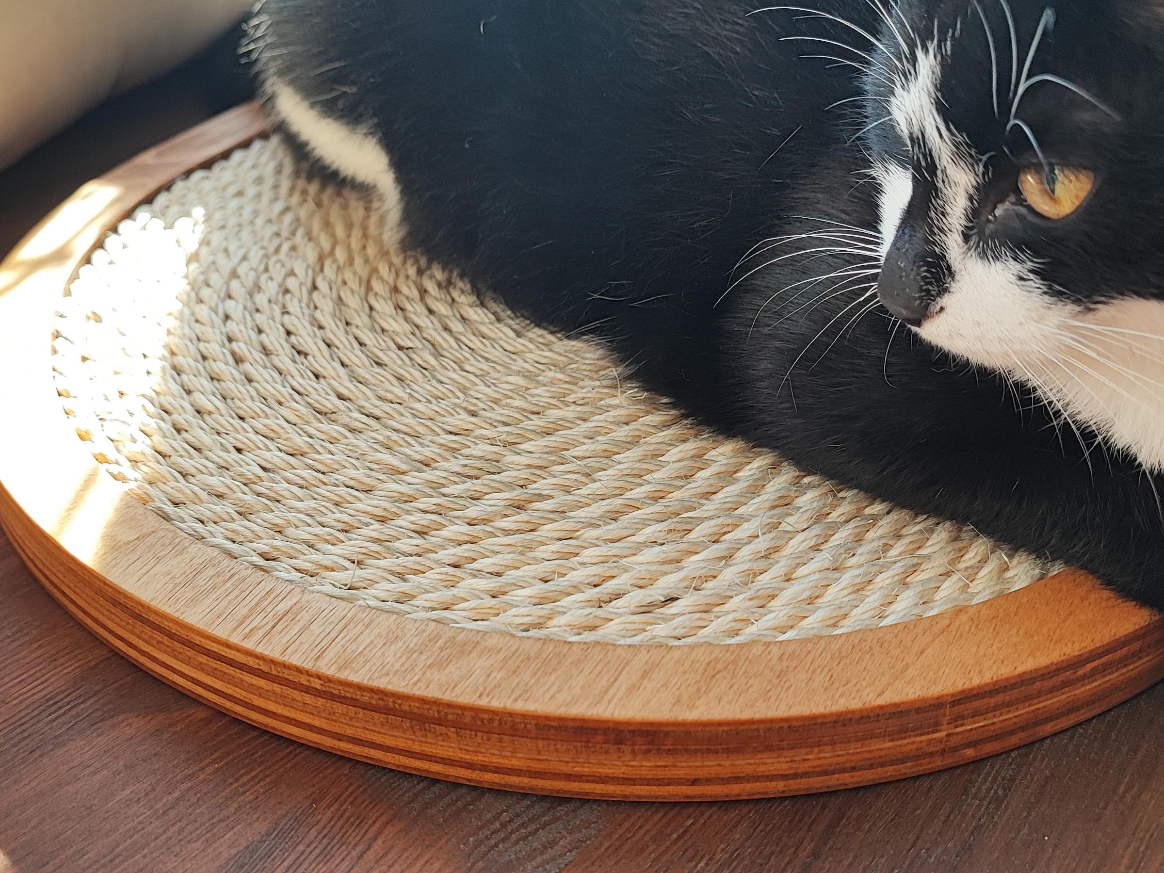 Flat Cat Scratcher – Handmade Wooden Scratch Pad, Sisal Floor ...