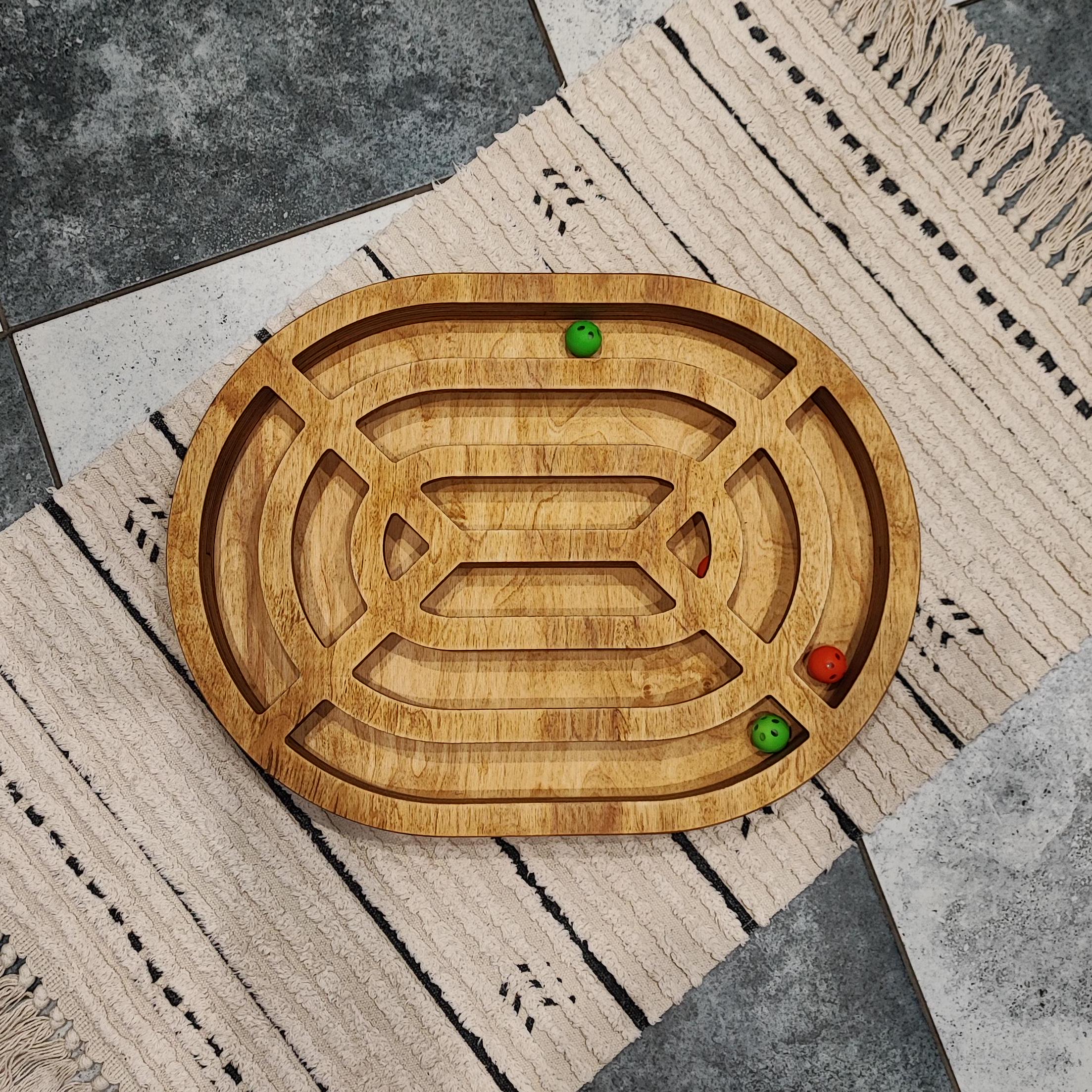 Cat Toy With Moving Balls – Interactive Wooden Cat Puzzle, Ball Hunt ...