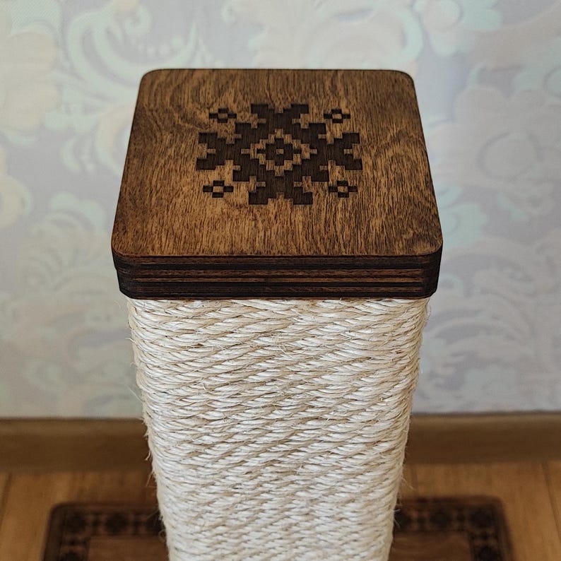 Cat Scratcher With Folk Ukrainian Design – Sisal Scratching Post ...