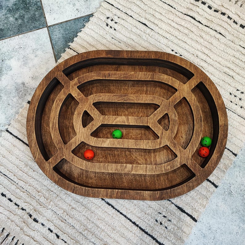 Cat Toy With Moving Balls – Interactive Wooden Cat Puzzle, Ball Hunt ...