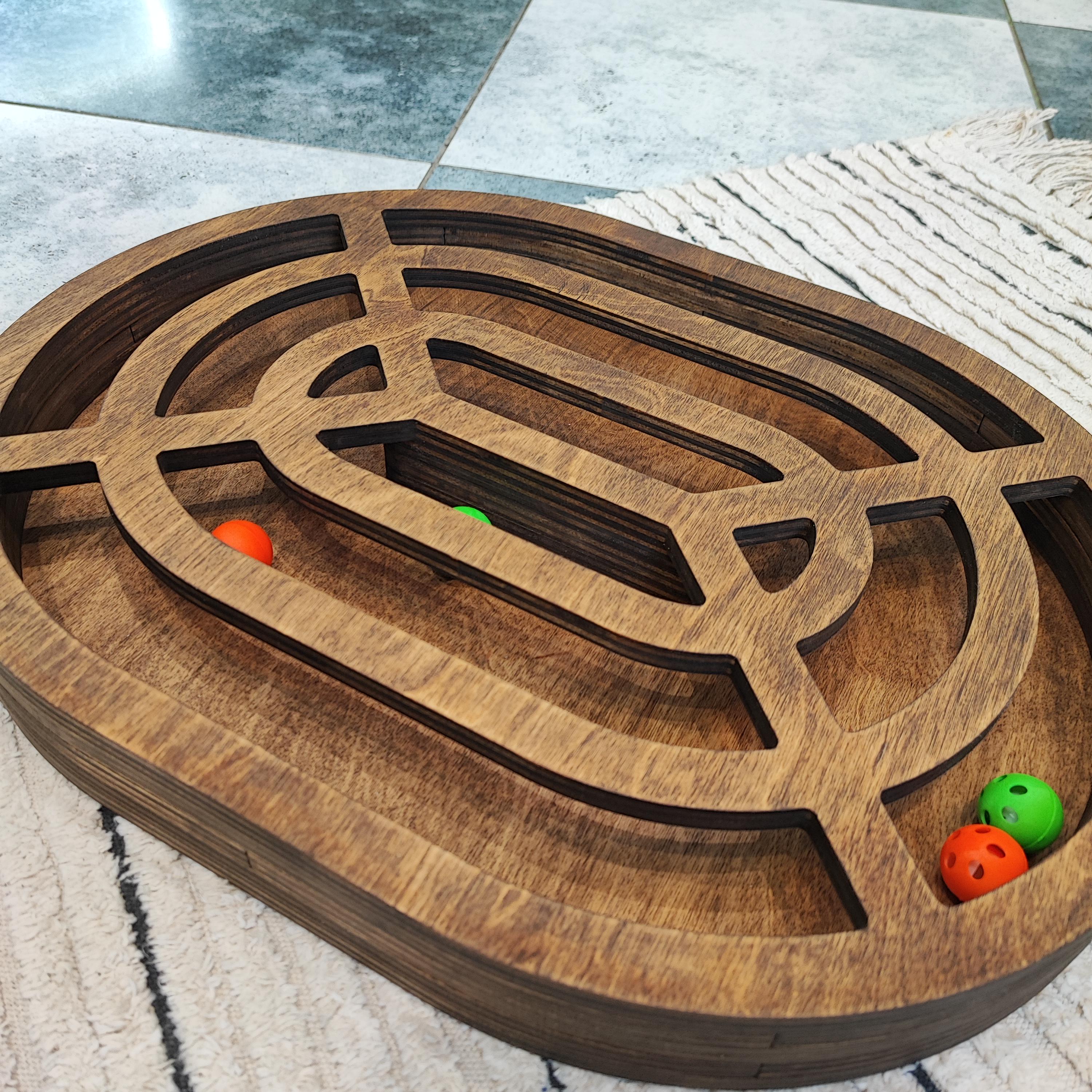 Cat Toy With Moving Balls – Interactive Wooden Cat Puzzle, Ball Hunt ...